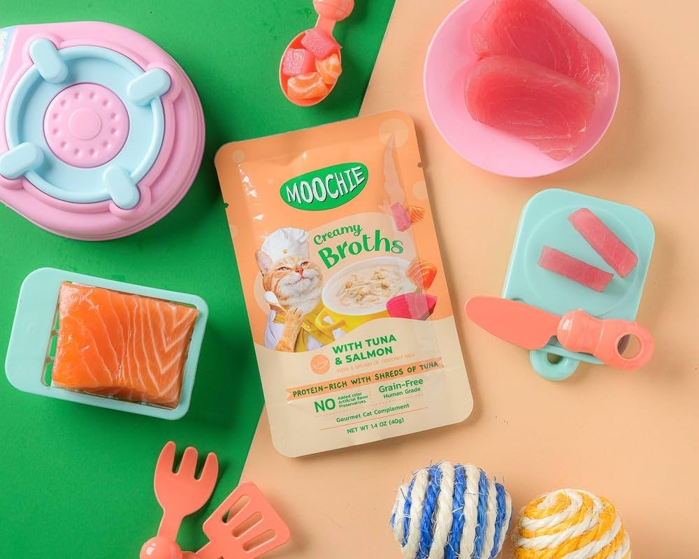MOOCHIE CAT CREAMY BROTHS/SOUP WITH TUNA SALMON 40GR – Gatuario